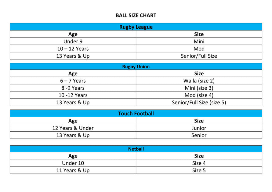 Ball Size Chart – Goodbuddy Sports